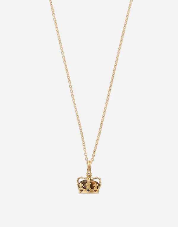 Dolce & Gabbana 18-karat Gold Pendant With Tiger Iron, Rubies, And Sapphire