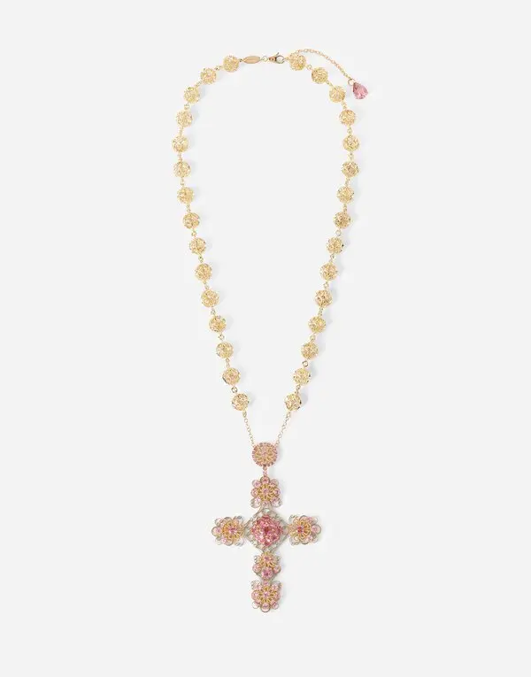 Dolce & Gabbana Filigree Necklace With Pink Tourmalines - Gold