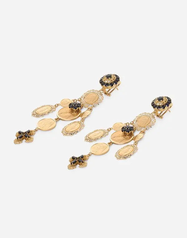 Dolce & Gabbana Sicily Dangle Earrings With Black Sapphires