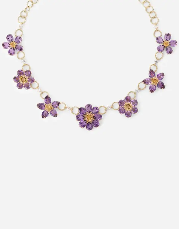 Dolce & Gabbana 18 Carat Yellow Necklace With Amethysts, Citrines And Sapphires
