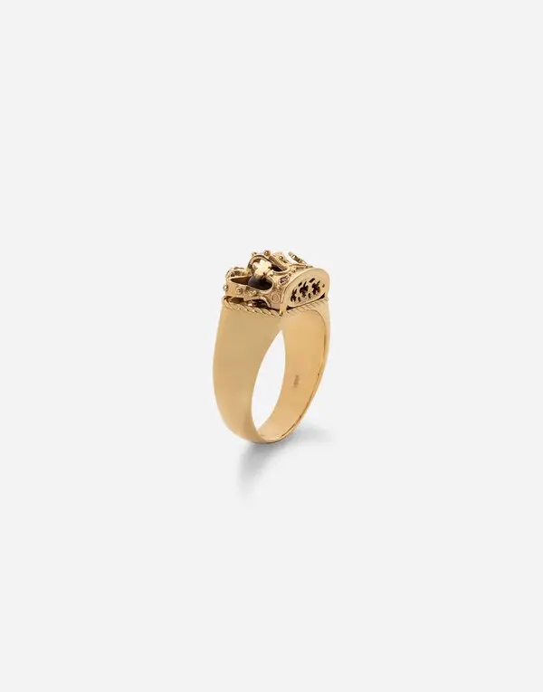Dolce & Gabbana Royal Ring 18kt Yellow With Tiger Iron, Rubies, And Sapphire - Gold
