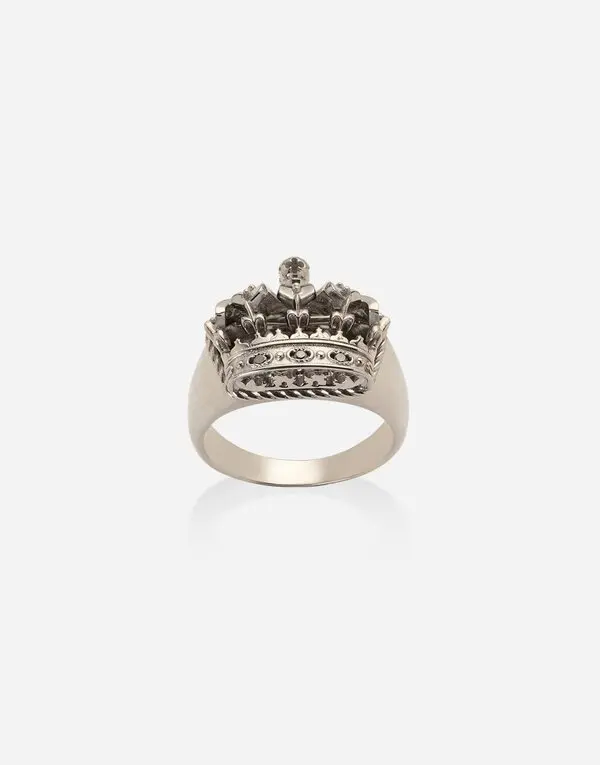 Dolce & Gabbana Royal Ring In 18-carat Gold With Black Diamonds - White