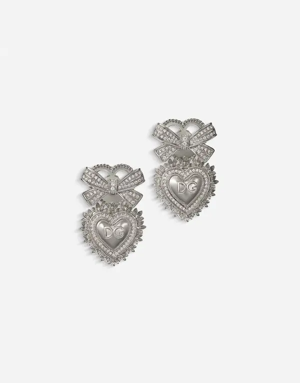 Dolce & Gabbana Devotion Diamond And Gold Earrings - White Gold