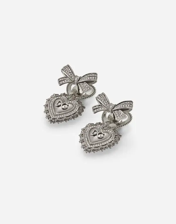 Dolce & Gabbana Devotion Diamond And Gold Earrings - White Gold