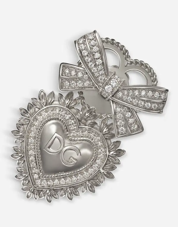 Dolce & Gabbana Devotion Diamond And Gold Earrings - White Gold