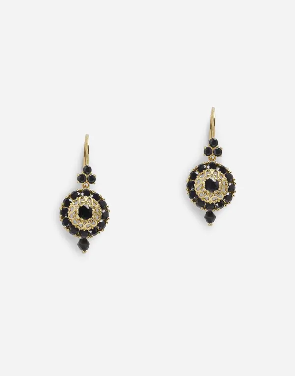 Dolce & Gabbana Sicily Earrings In 18-carat Yellow Gold And Black Sapphires - Gold/black