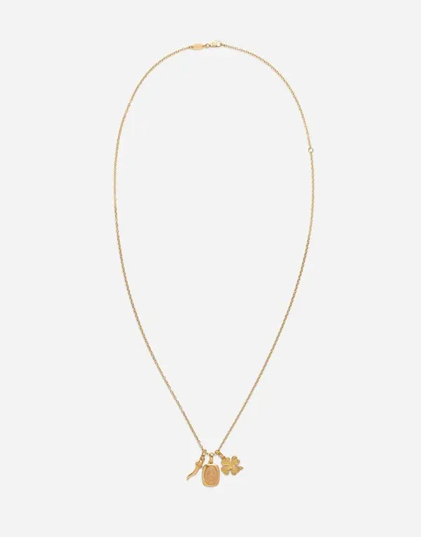 Dolce & Gabbana Devotion Gold Pendant Necklace - Yellow/red