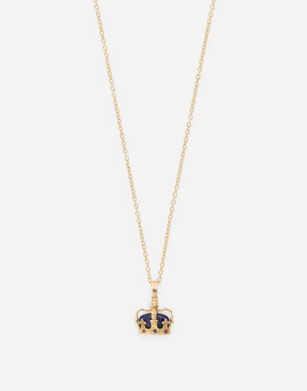 Dolce & Gabbana Royal Pendant Necklace With Lapis Lazuli, Rubies, And Blue Sapphire - Yellow Gold