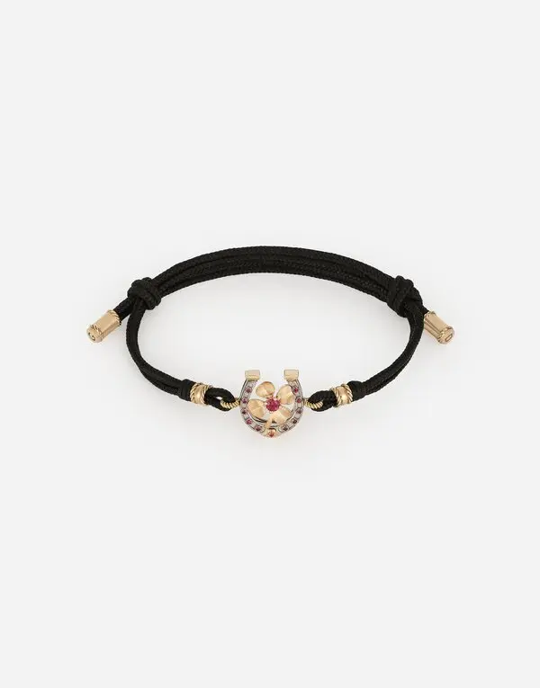 Dolce & Gabbana Fabric Bracelet With 18k Yellow Pendant - Gold
