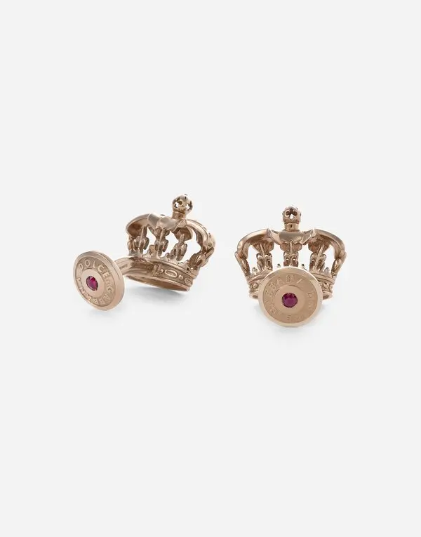 Dolce & Gabbana Crown Cufflinks With Black Diamonds - White Gold