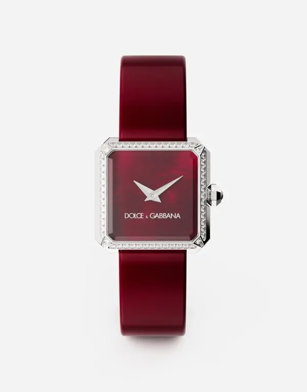 Dolce & Gabbana Sofia Steel Watch With Diamonds - Bordeaux