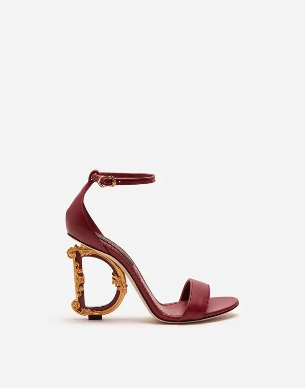 Dolce & Gabbana Nappa Leather Sandals With Baroque Dg Heel