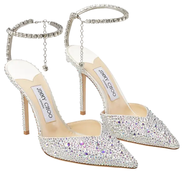 JIMMY CHOO Saeda 100 Embellished Satin Pumps - Neutral