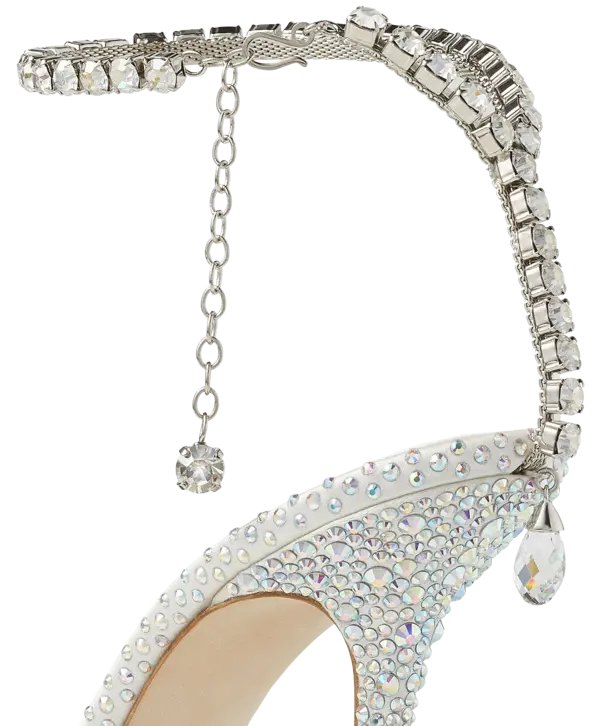 JIMMY CHOO Saeda 100 Embellished Satin Pumps - Neutral