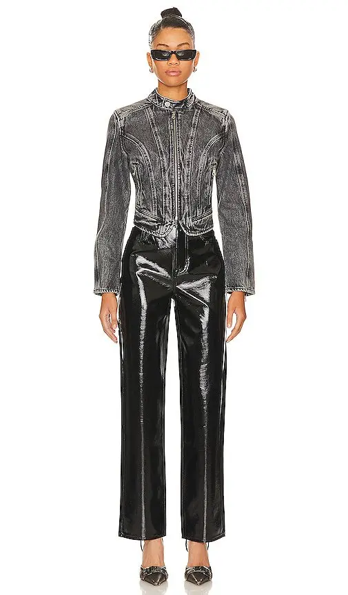 PISTOLA Cassie Super High Rise Straight - Black Vinyl