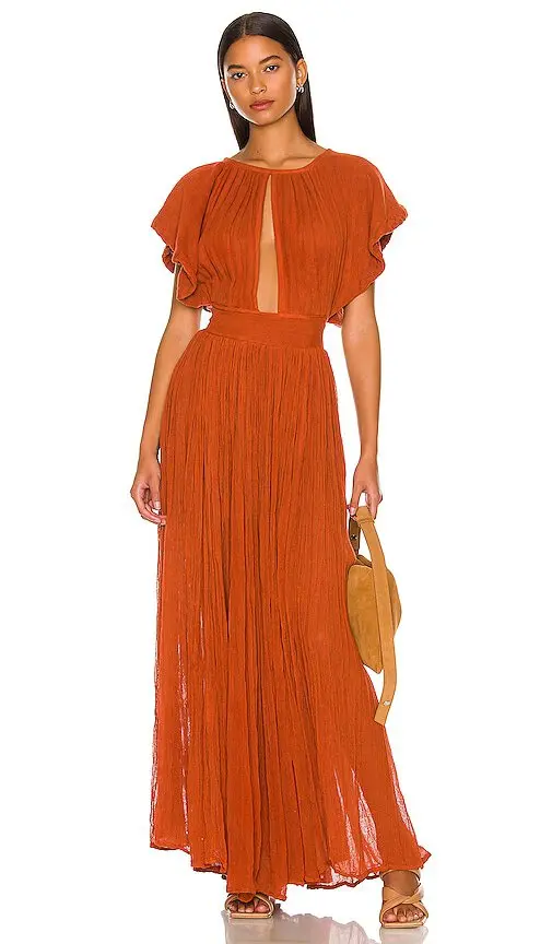 chinese dress ladies Burnt Orange Tulle Prom Dress 2023 Spaghetti Straps Boho Bridesmaid Dress 2 / Red main image 0