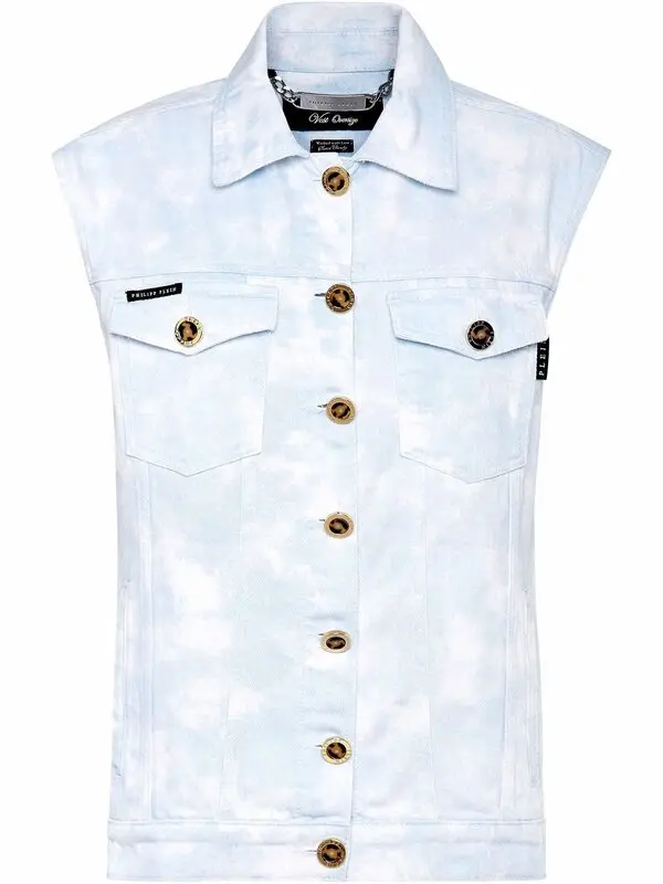 Philipp Plein Bleach-effect Denim Vest