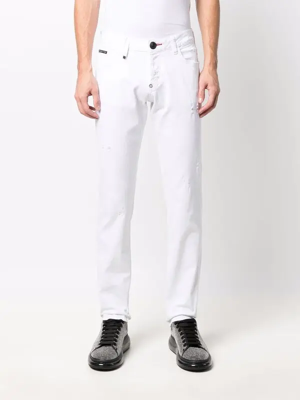 Philipp Plein Low-rise Slim-cut Jeans - White
