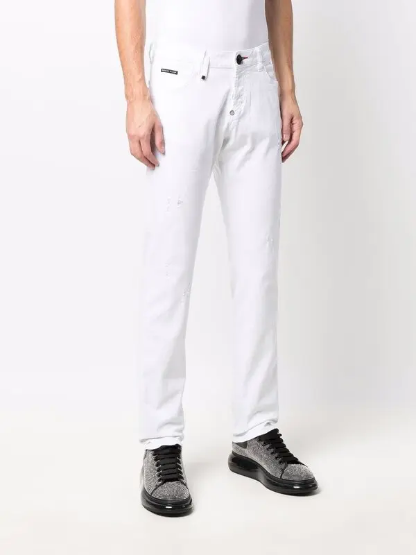 Philipp Plein Low-rise Slim-cut Jeans - White