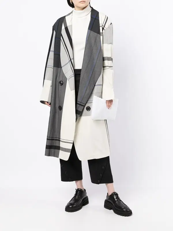 Y’s Checked Single-breasted Coat