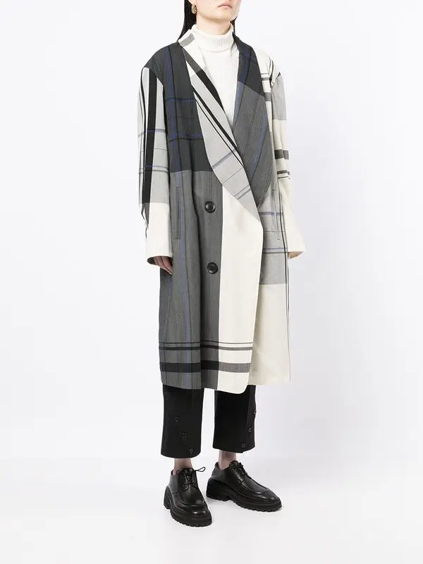 Y’s Checked Single-breasted Coat