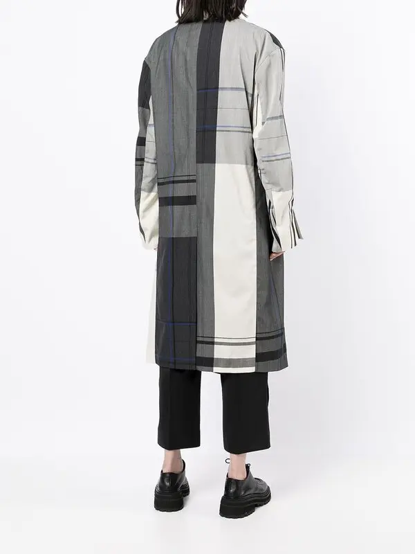 Y’s Checked Single-breasted Coat