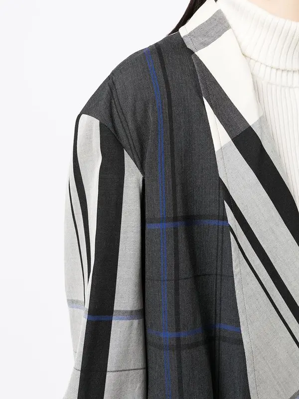Y’s Checked Single-breasted Coat