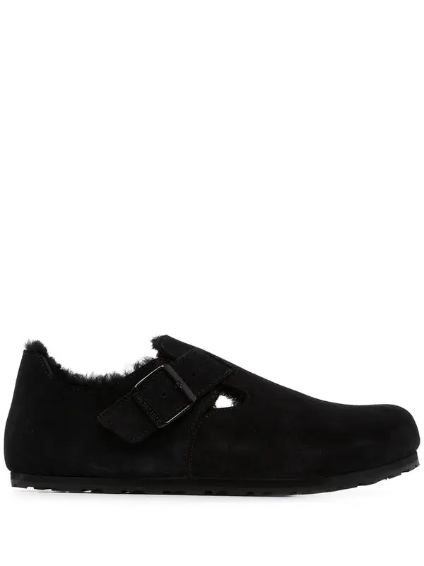 BIRKENSTOCK London Buckle-fastening Suede Slip-ons - Black