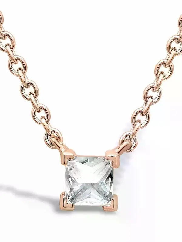 PRAGNELL 18kt Rose Gold Diamond Solitaire Necklace - Pink