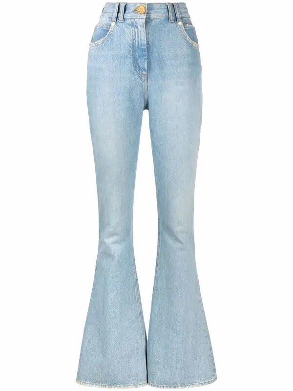 Balmain Monogram Bootcut Jeans - Blue