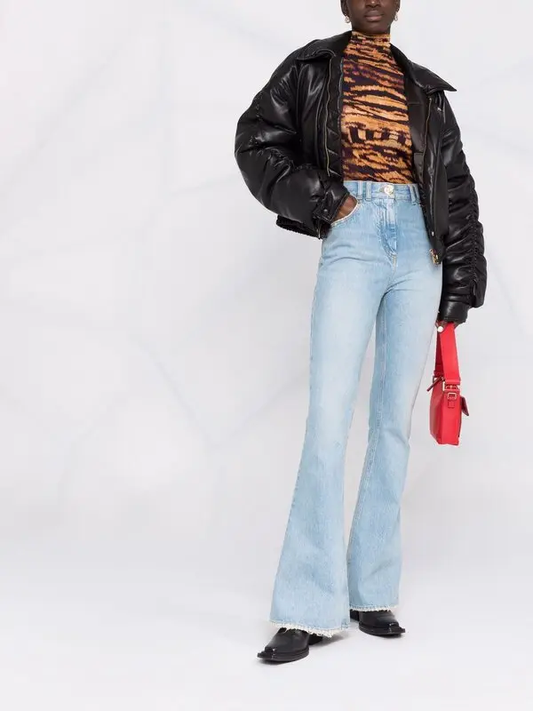 Balmain Monogram Bootcut Jeans - Blue