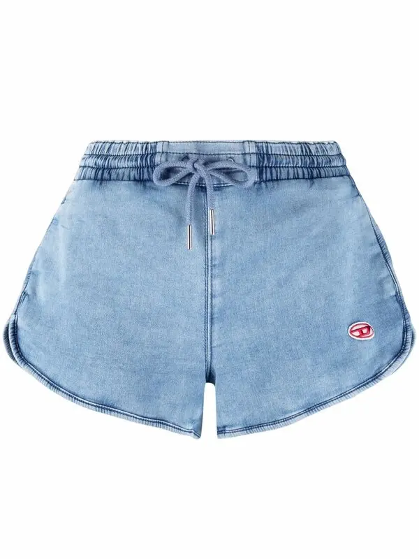 DIESEL® Logo Patch Drawstring Shorts - Blue