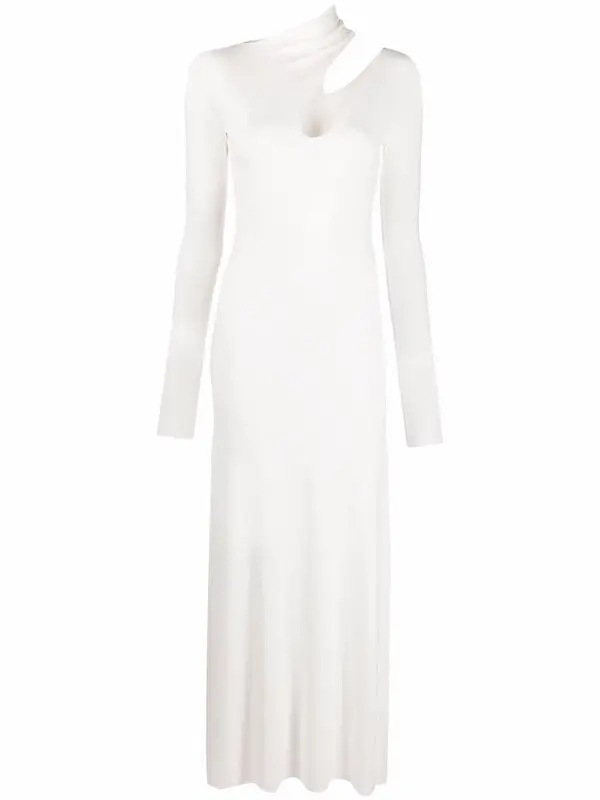 MANURI Cut-out Long-sleeve Dress - White