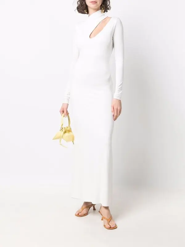 MANURI Cut-out Long-sleeve Dress - White