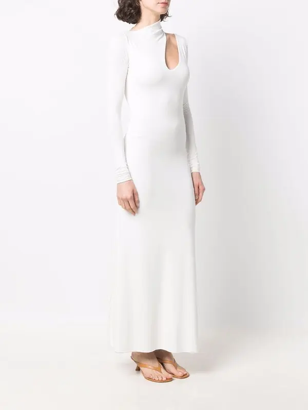 MANURI Cut-out Long-sleeve Dress - White
