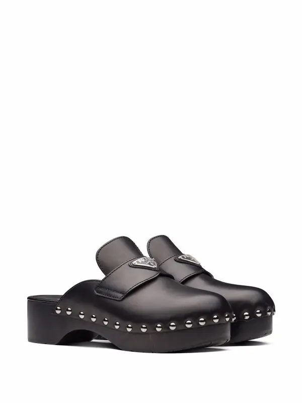 Prada - Triangle-logo Studded Clogs