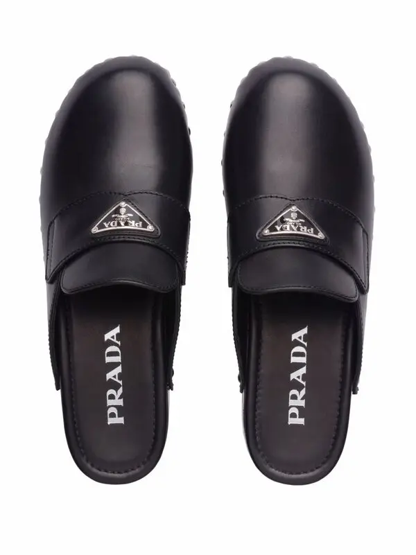 Prada - Triangle-logo Studded Clogs