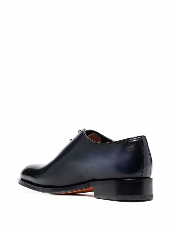 Santoni Lace-up Leather Derby Shoes - Blue