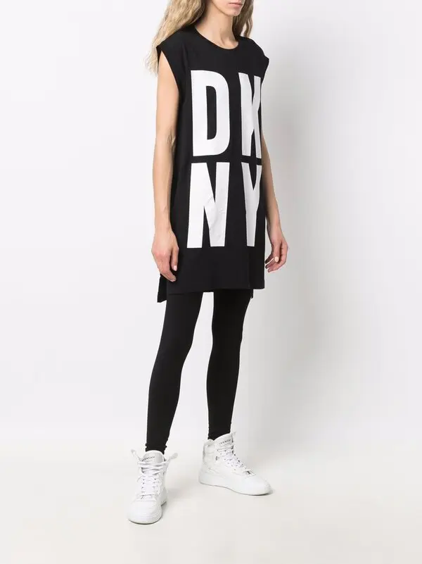 Dkny Longline Logo-print Tank Top - Black