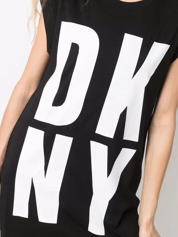 Dkny Longline Logo-print Tank Top - Black