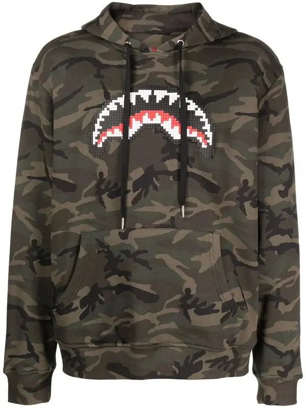 MOSTLY HEARD RARELY SEEN Shark Mouth Camouflage Hoodie - Green