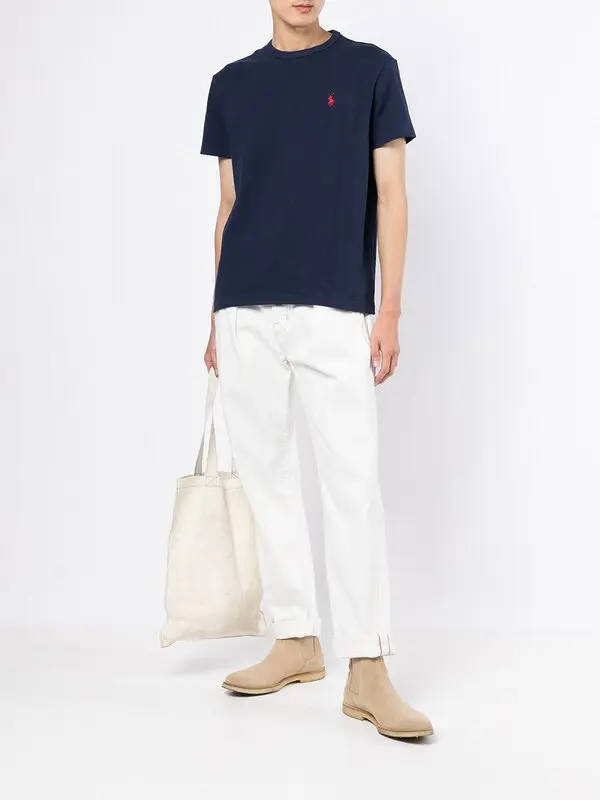 Polo Ralph Lauren Embroidered-logo Cotton T-shirt - Blue