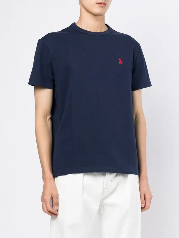 Polo Ralph Lauren Embroidered-logo Cotton T-shirt - Blue