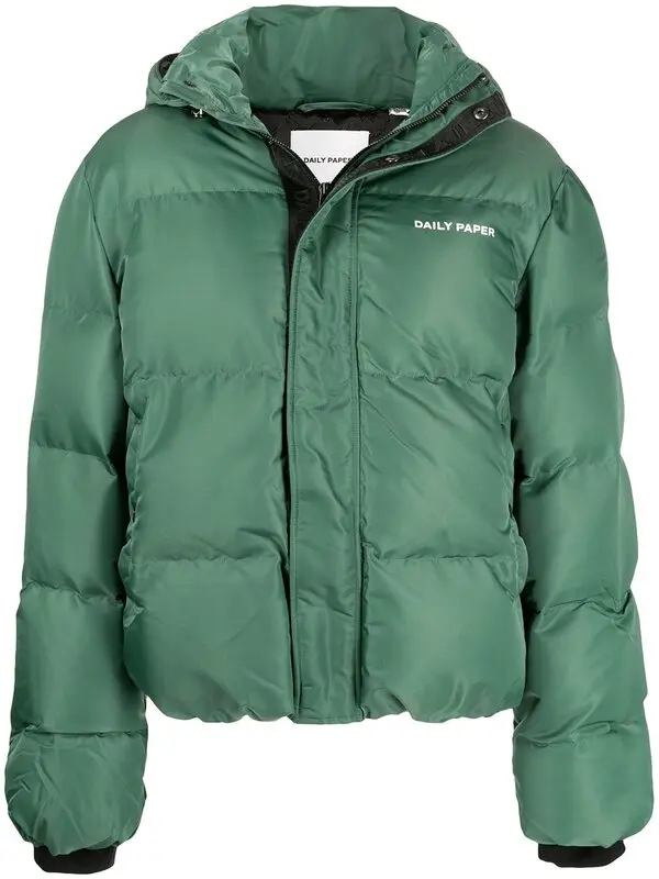 DAILY PAPER Logo-print Puffer Jacket - Green