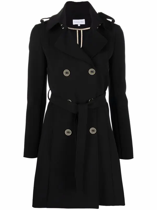 Patrizia Pepe Double-breasted Trench Coat - Black