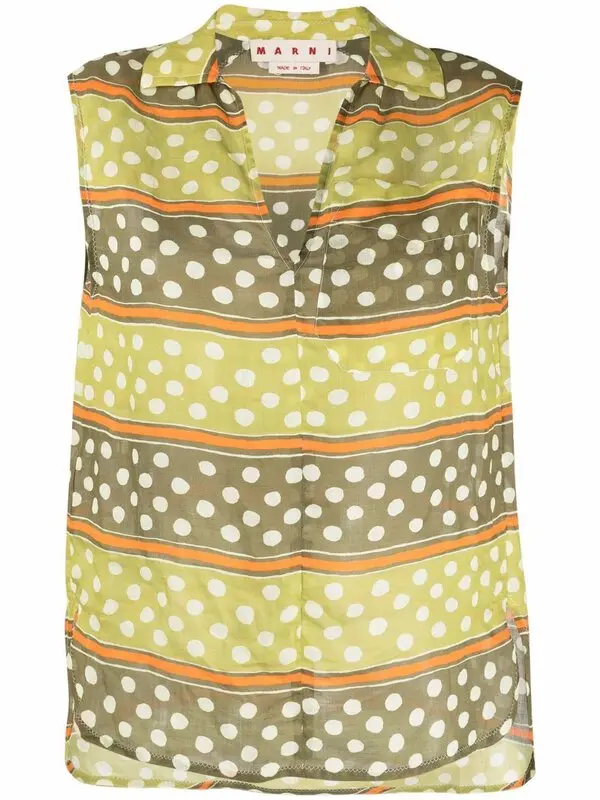 Marni Polka-dot Print Blouse - Green