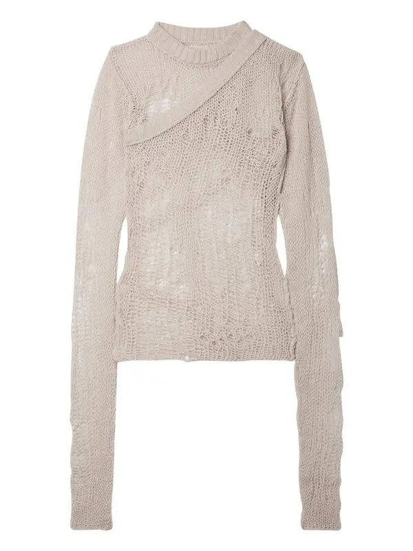 Rick Owens Distressed Open-knit Cashmere And Wool-blend Sweater