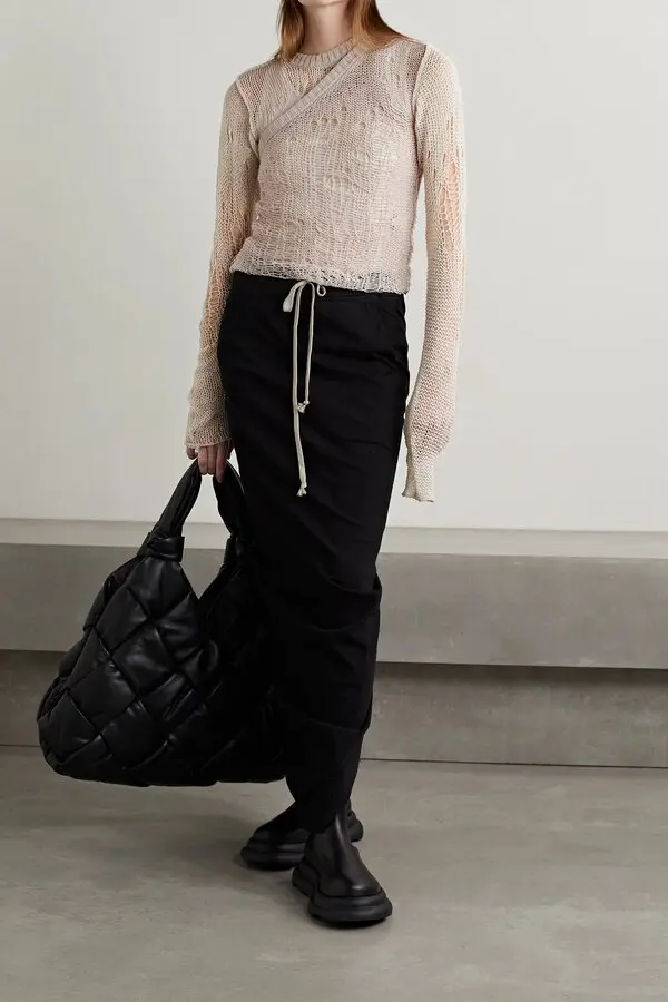 Rick Owens Distressed Open-knit Cashmere And Wool-blend Sweater
