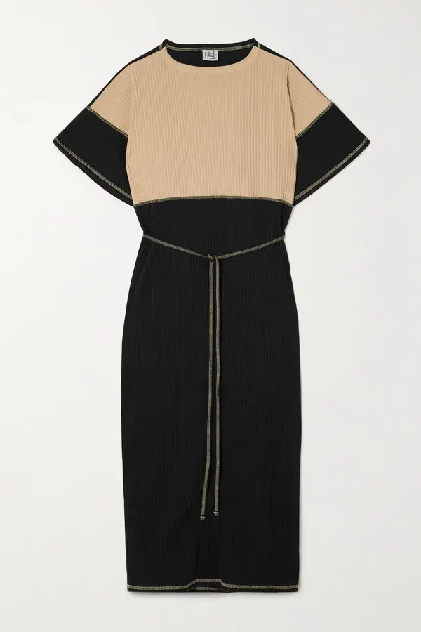 jersey corset maxi dress Black jersey hooded dress with a metal visible corset belt