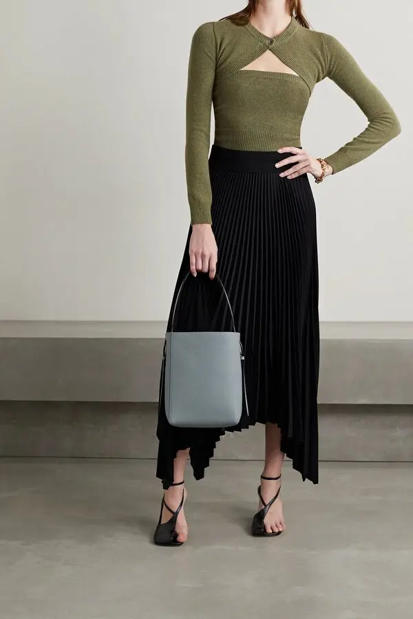 DEVEAUX Clara Merino Wool And Cashmere-blend Top And Cardigan Set